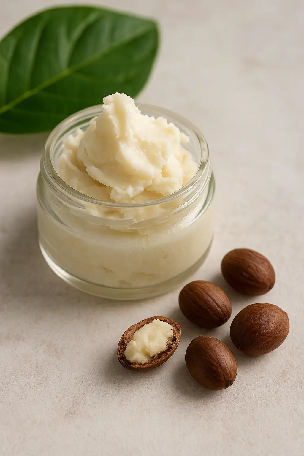 Close-up of unrefined Shea Butter with shea nuts — natural skincare and ...
